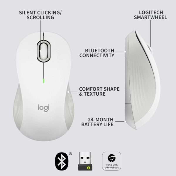 Logitech Signature M550 Wireless + Bluetooth Mouse (Off-white ...